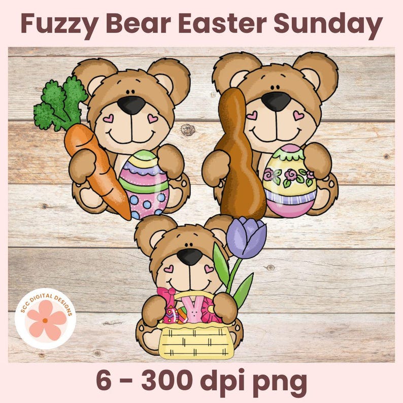 Easter Clipart, Whimsical Teddy Bear, Easter Basket, Pastel Colored ...