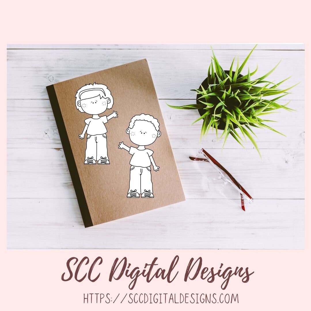 Kids Clipart, Diverse Boys & Girls PNG, Waving Children Digi Stamps ...