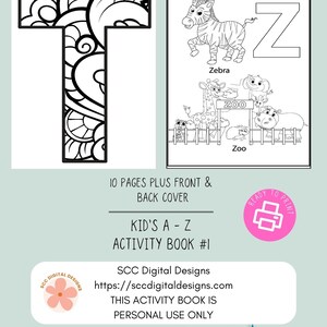 Kids Printable Activities, Print at Home A-Z Activity Book, Preschool ...