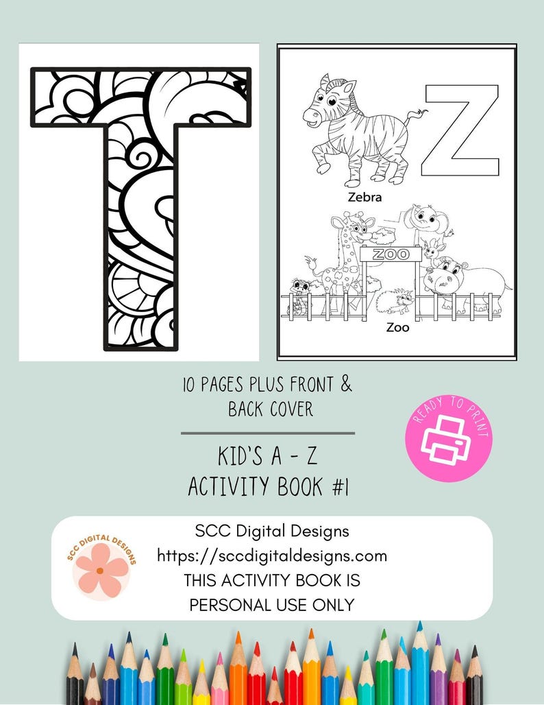 Kids Printable Activities, Print at Home A-Z Activity Book, Preschool ...