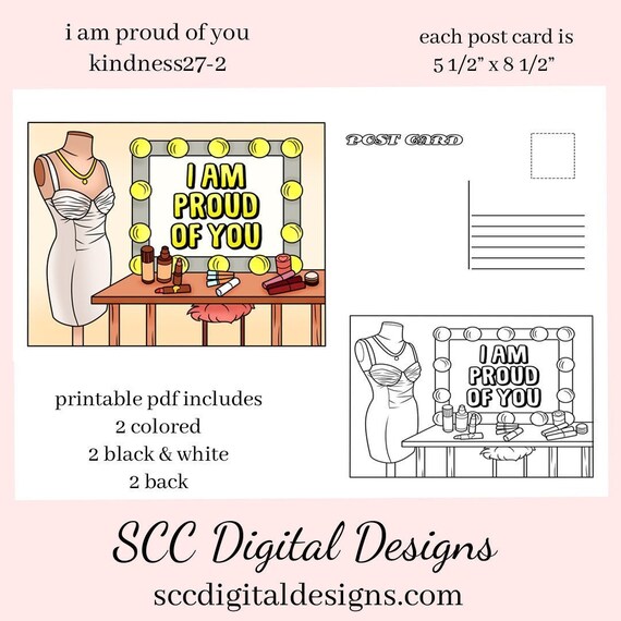 I Am Proud of You Printable Postcard Full Color Black & - Etsy