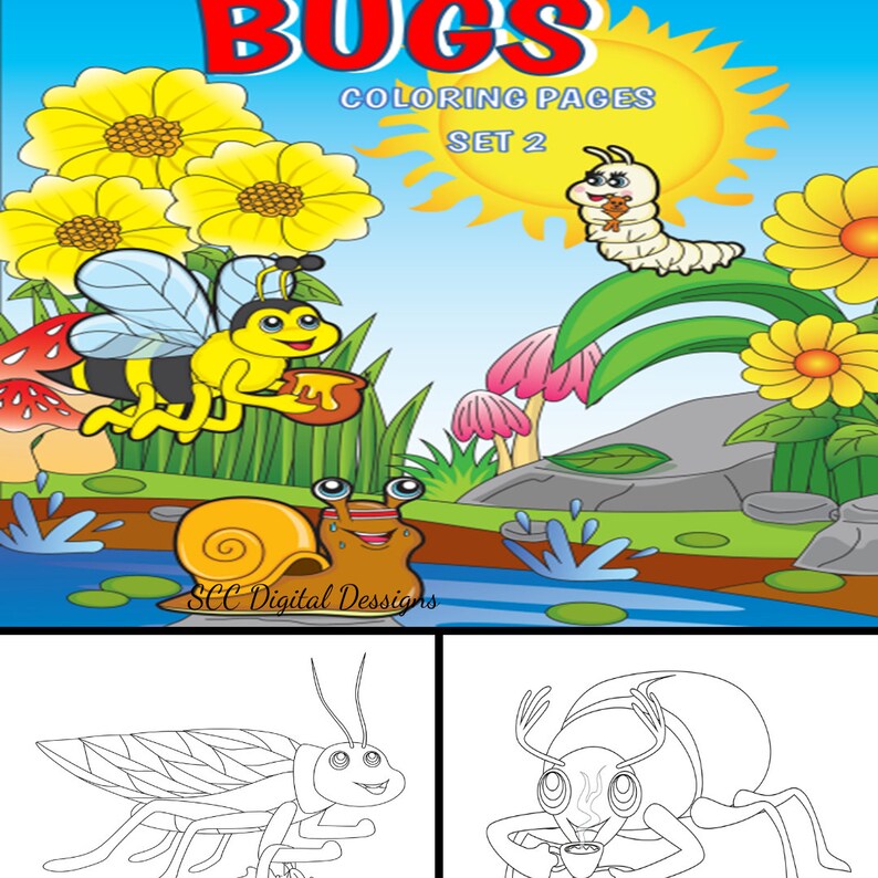 Bugs 2 Printable Coloring Book, 10 Pages Plus Cover Page, Lady Bug ...