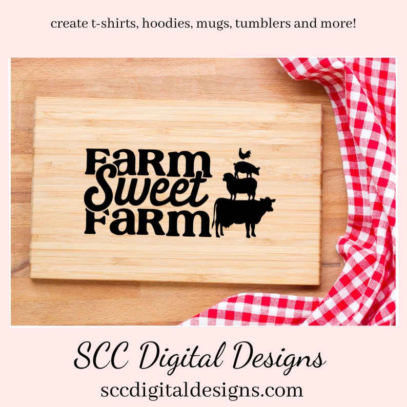 Farm Svg Files for Cricut, Farm Animals Png for Shirts, Cut File for ...
