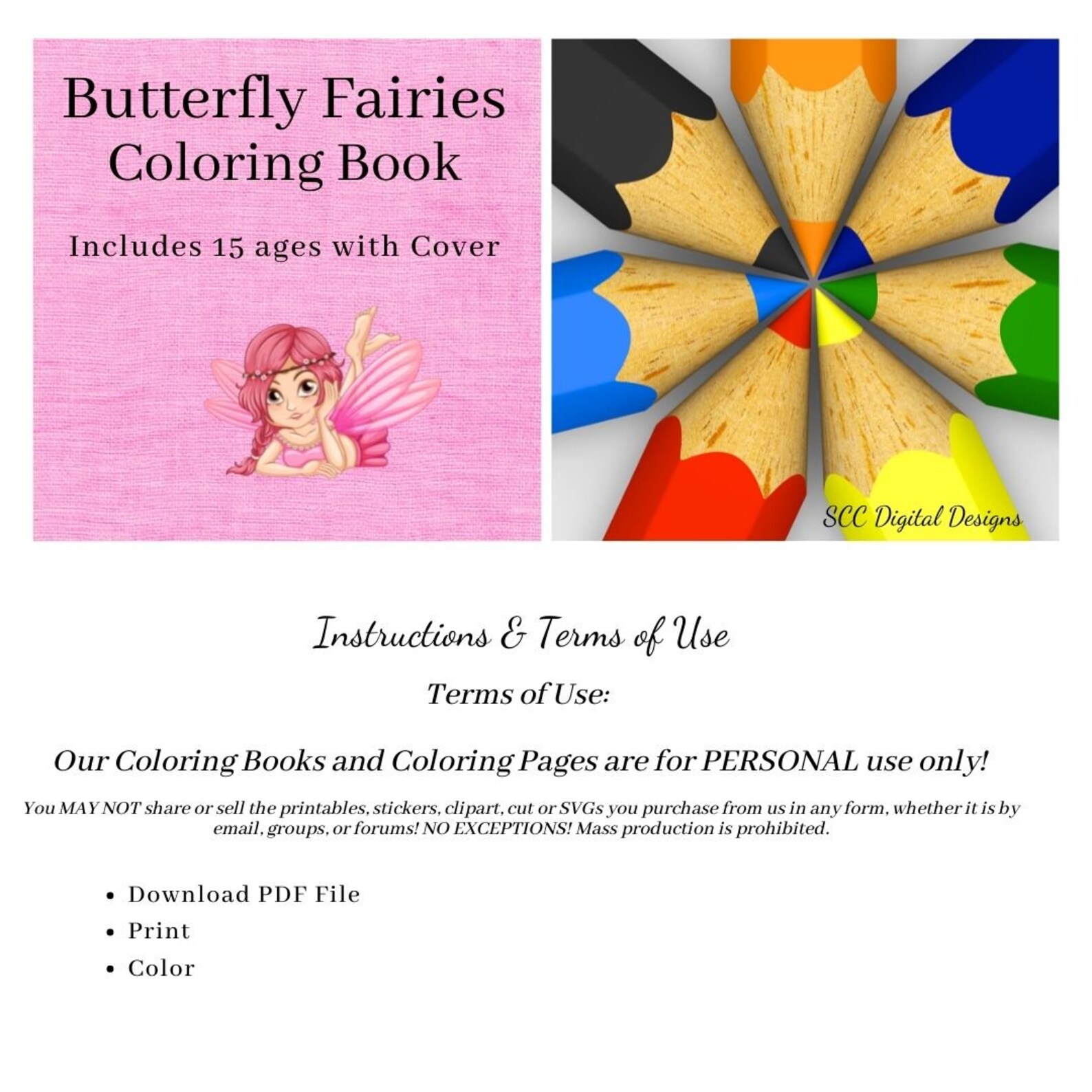 Butterfly Fairies Adult Printable Coloring Book 16 Art - Etsy