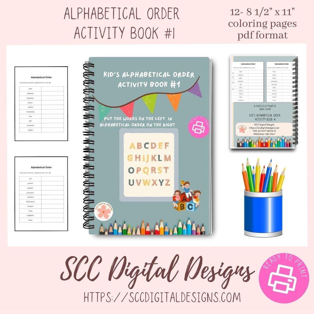 Kid's Alphabetical Order Printable Activity Book 1, Digital Download ...