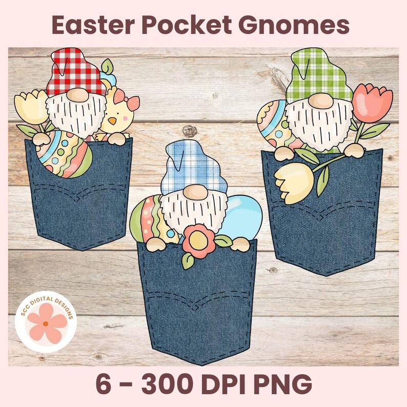 Easter Clipart, Blue Jean Pocket Gnomes, Pastel Colored Eggs, Bunnies ...