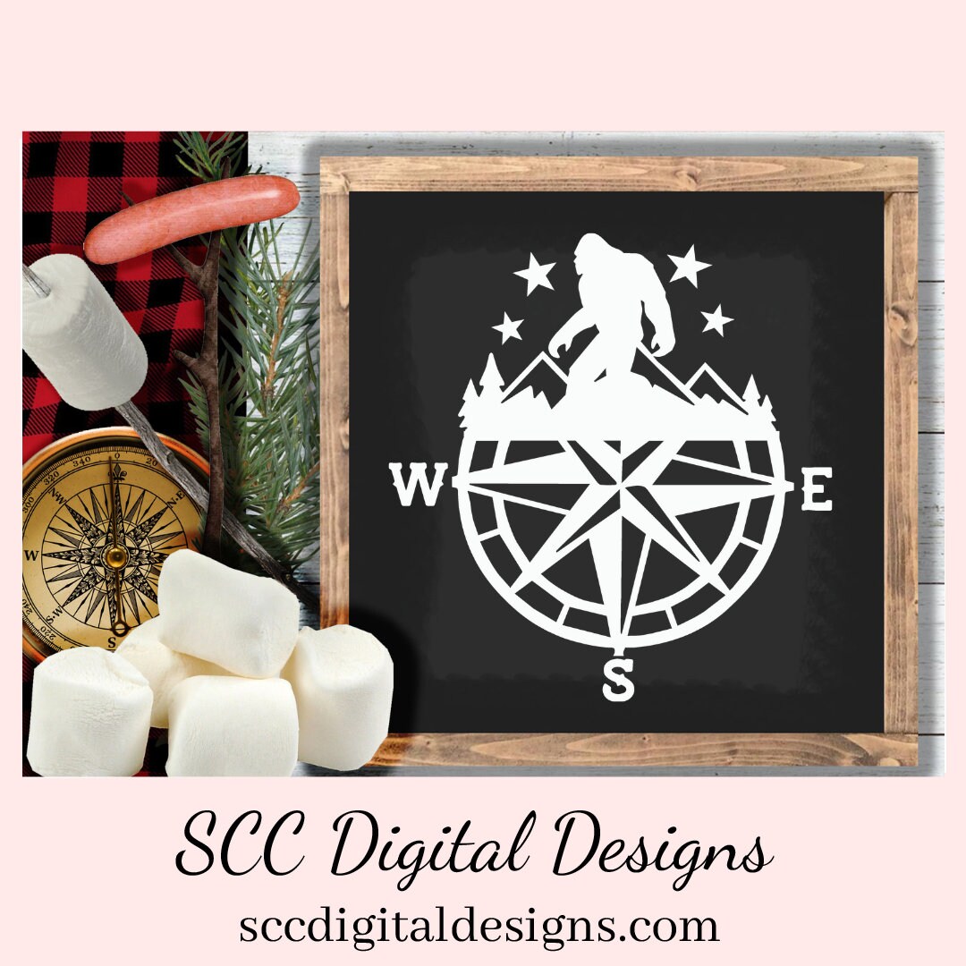 Bigfoot Compass SVG Sasquatch Decal Man Cave Sign Big Foot - Etsy