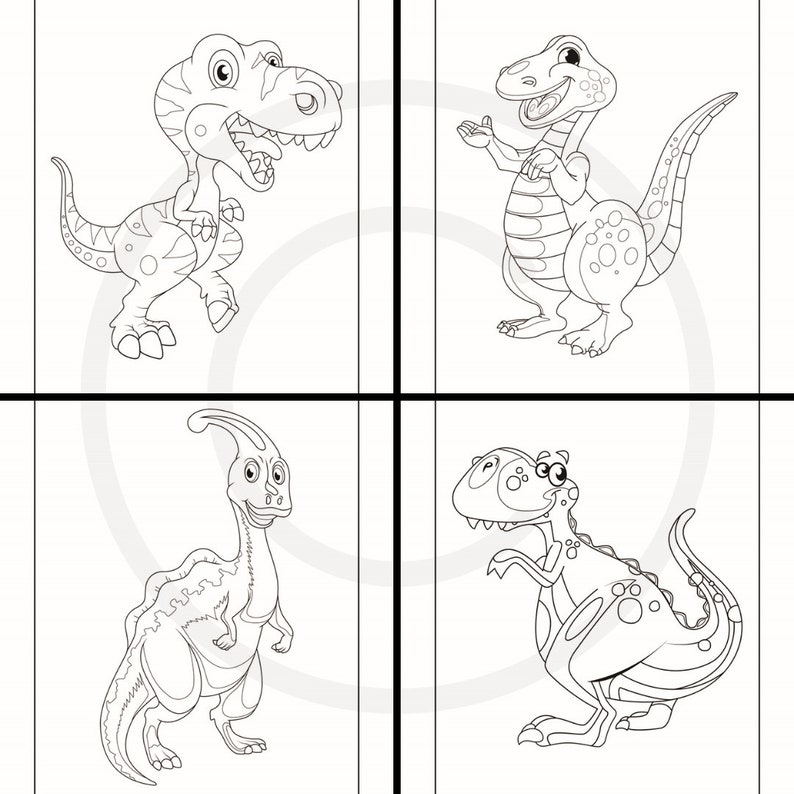 Dinosaurs Printable Coloring Book, 10 Pages Plus Cover Page ...