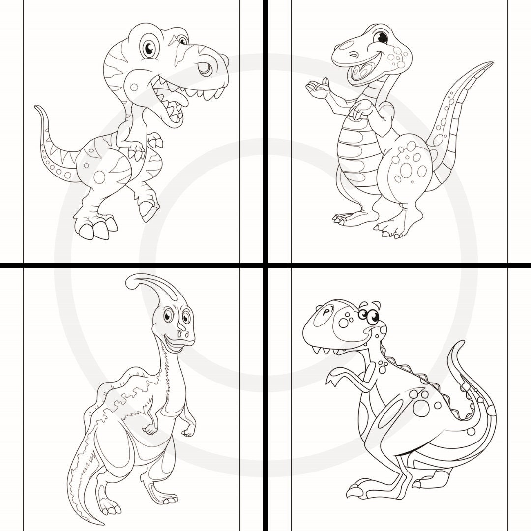 Dinosaurs Printable Coloring Book, 10 Pages Plus Cover Page ...
