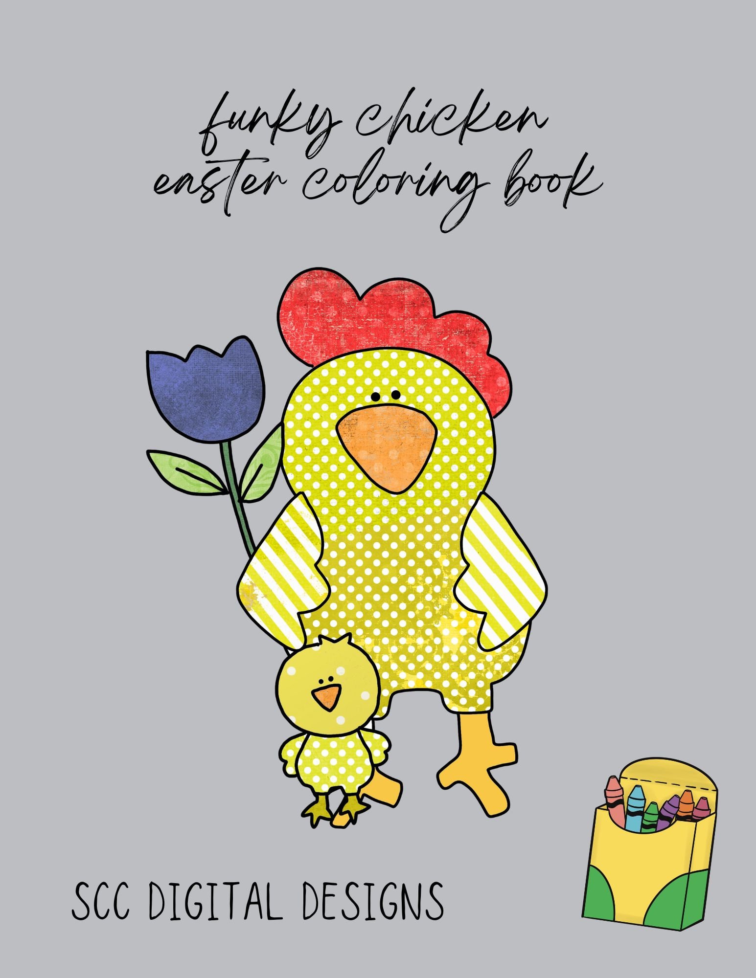 Funky Chicken Kids Coloring Book Digital, Preschool Easter Coloring ...