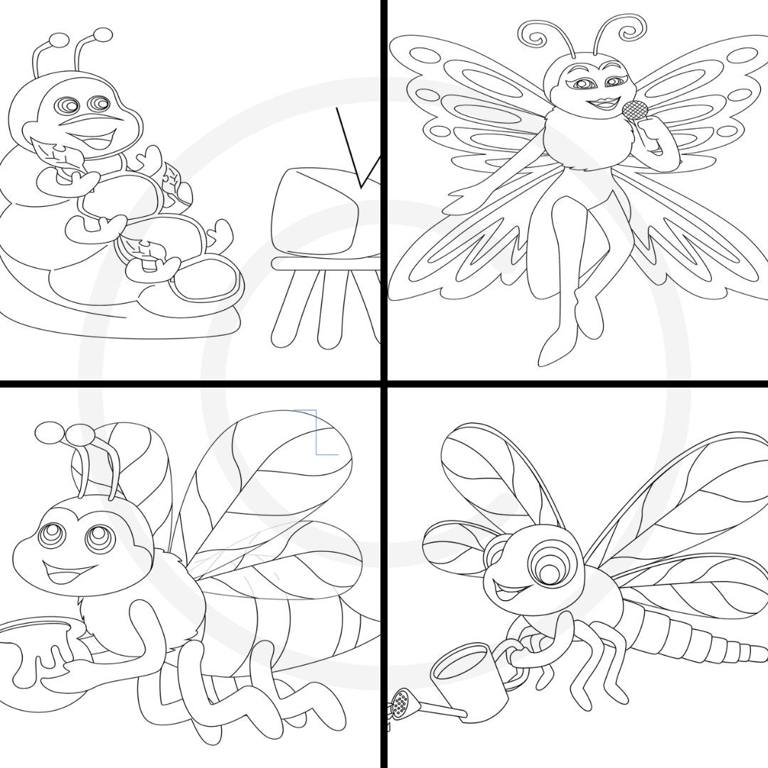 Bugs 1 Printable Coloring Book, 10 Pages Plus Cover Page, Dragonfly ...