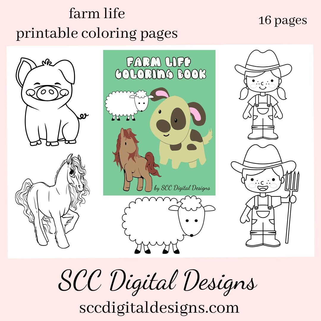 Printable Coloring Pages Print at Home for Kids, Farm Animals Home ...