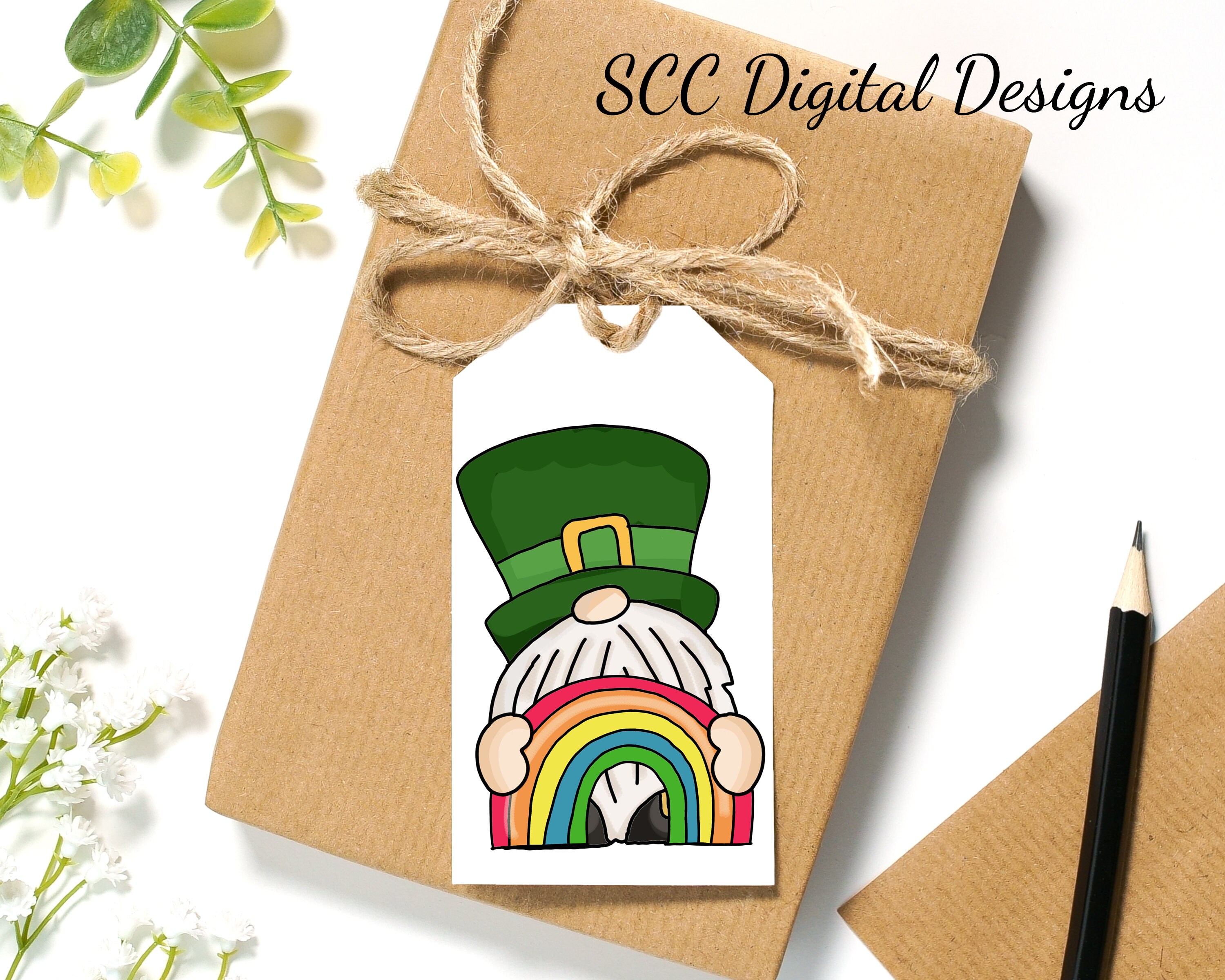 St Patrick's Gnome Printable Tags 8 Tags With 4 Images - Etsy