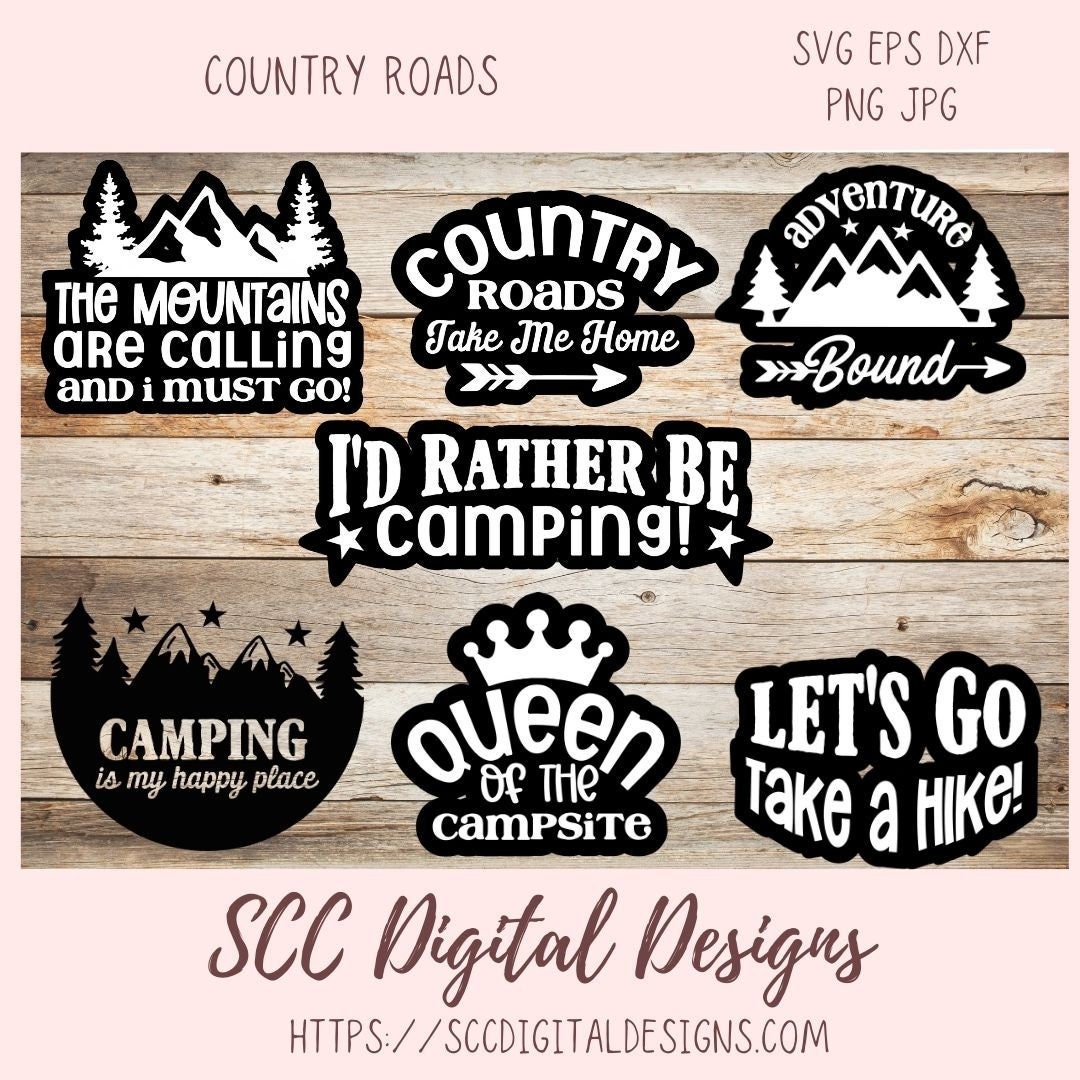 Country Roads Sticker Svgs Queen of the Campsite PNG DIY - Etsy