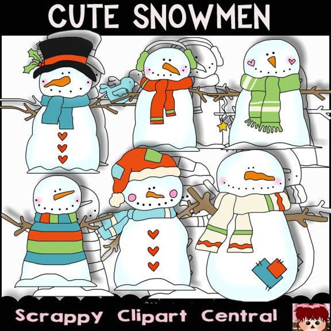 Cute Snowmen Digital Clipart & Digital Stamps Snowman Digi Create ...