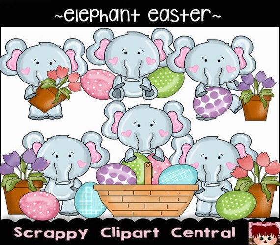 Elephant Easter Digital Clipart Easter Basket PNG Elephant | Etsy
