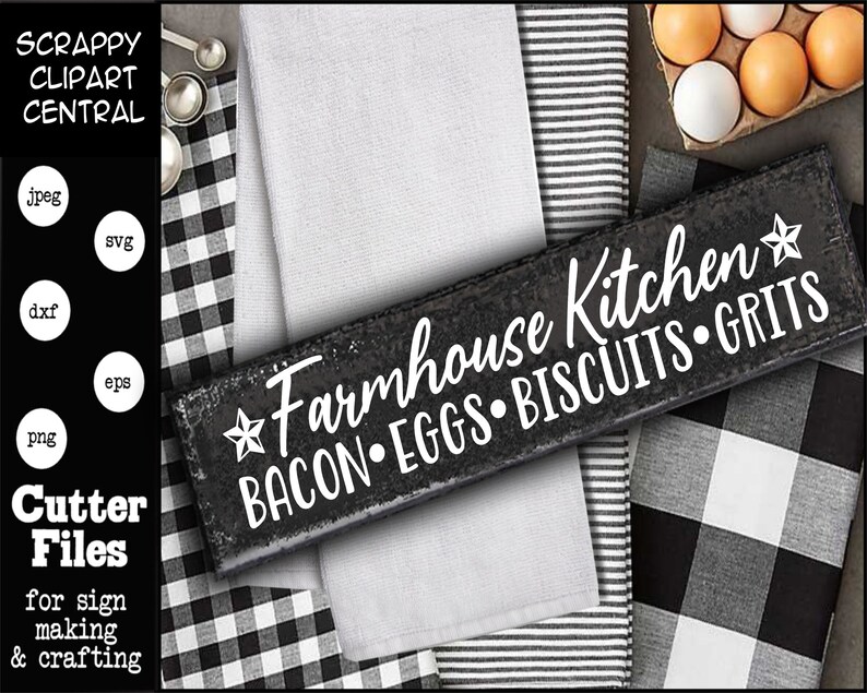 Farmhouse Kitchen Breakfast SVG File Bacon Eggs Biscuits - Etsy