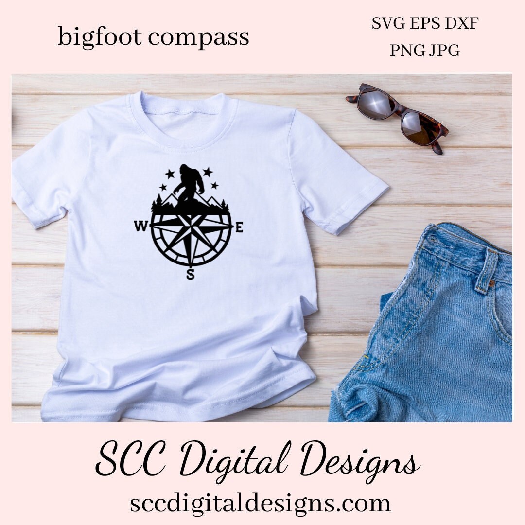 Bigfoot Compass SVG, Sasquatch Decal, Man Cave Sign, Big Foot Sticker ...