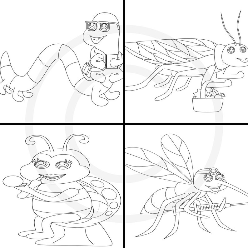 Bugs 2 Printable Coloring Book, 10 Pages Plus Cover Page, Lady Bug ...