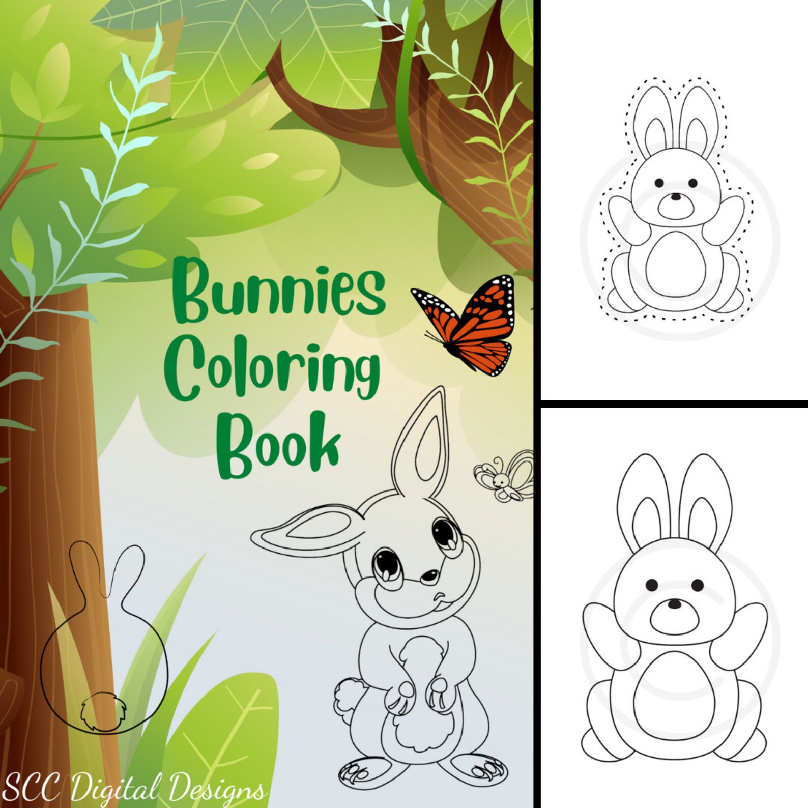Bunnies 1 Kids Printable Coloring Book, 11 Pages, Bunny Color Your Own ...