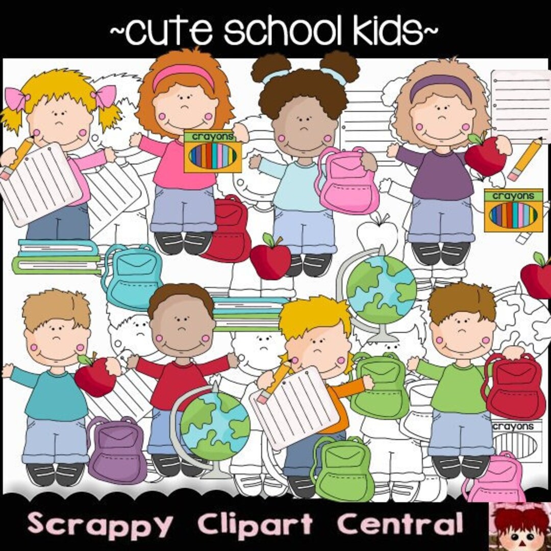 Cute School Kids Clipart - Etsy
