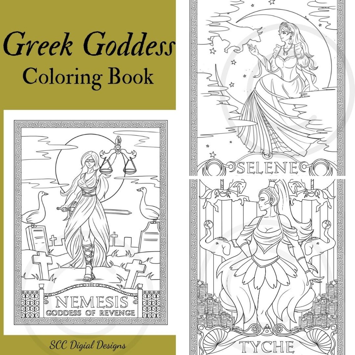 Greek Goddess Printable Coloring Book 16 Page PDF Tyche - Etsy