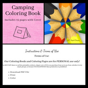 Camping 16 Page Printable Coloring Pages, Ten, Lantern, Wildlife ...