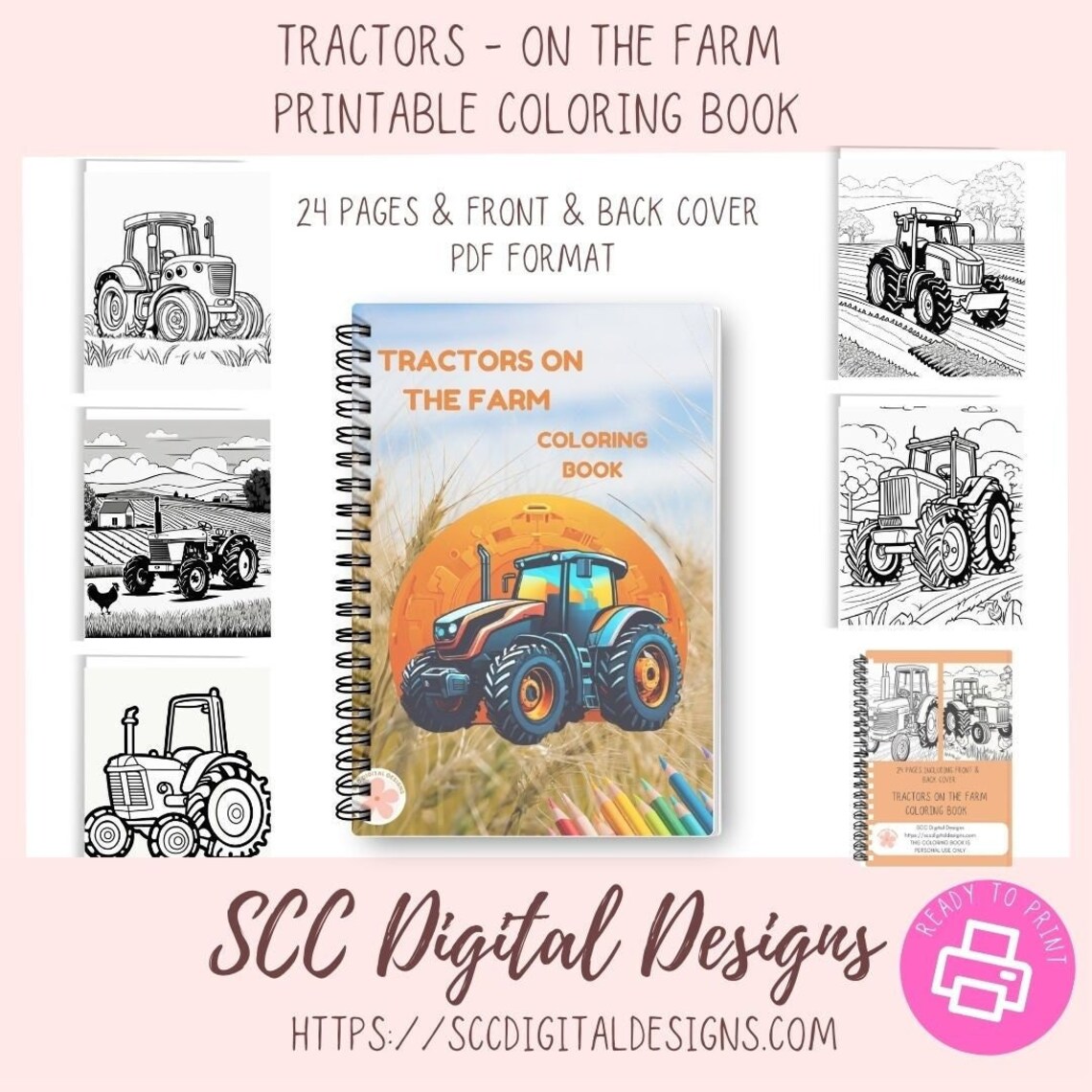 Farm Tractors Coloring Pages, Print at Home for Kids and Adults ...