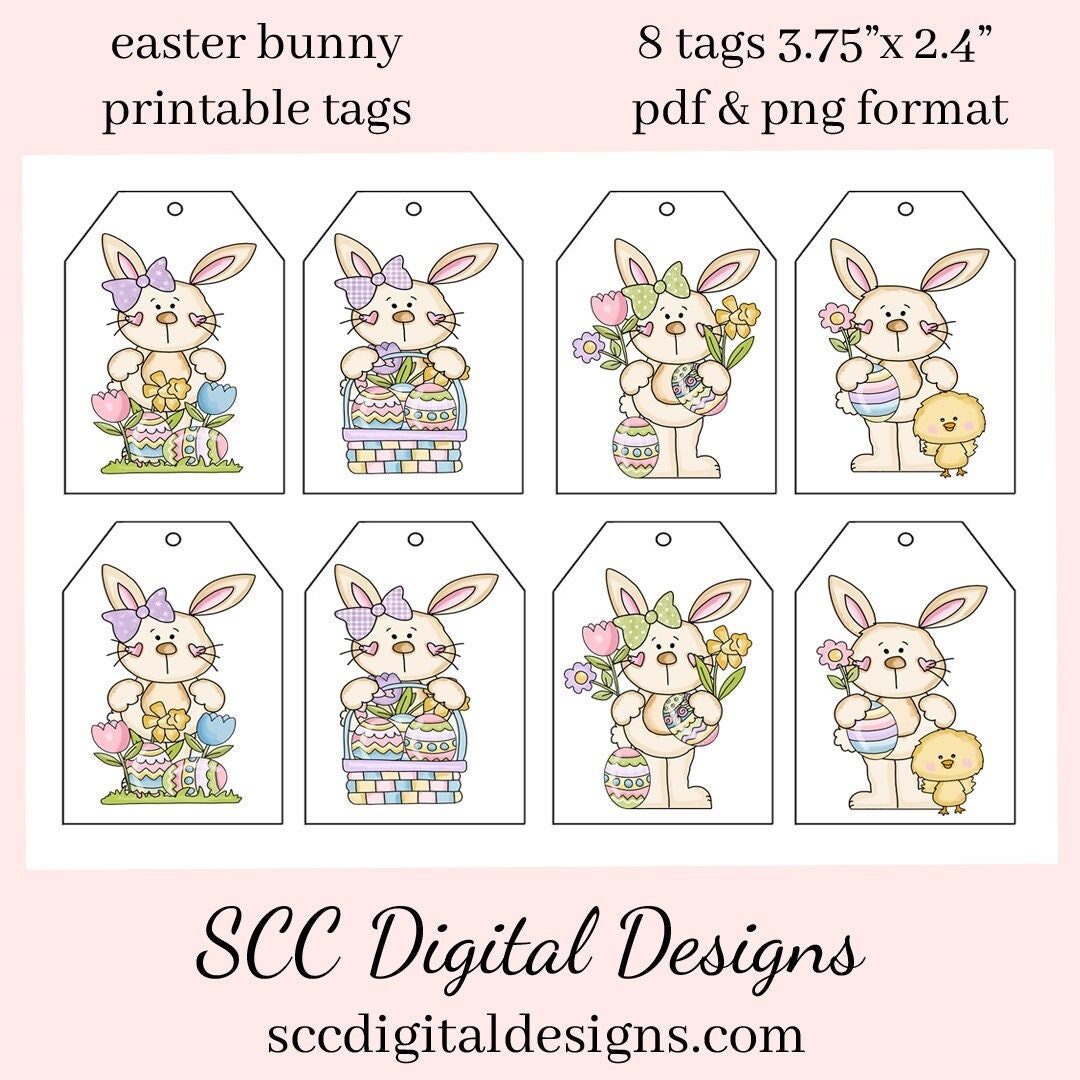 DIY Easter Cards, Print at Home Gift Tag, Easter Gift Tags for Kids ...
