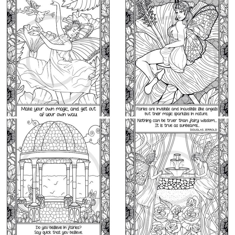 Butterfly Fairies Adult Printable Coloring Book 16 Art - Etsy