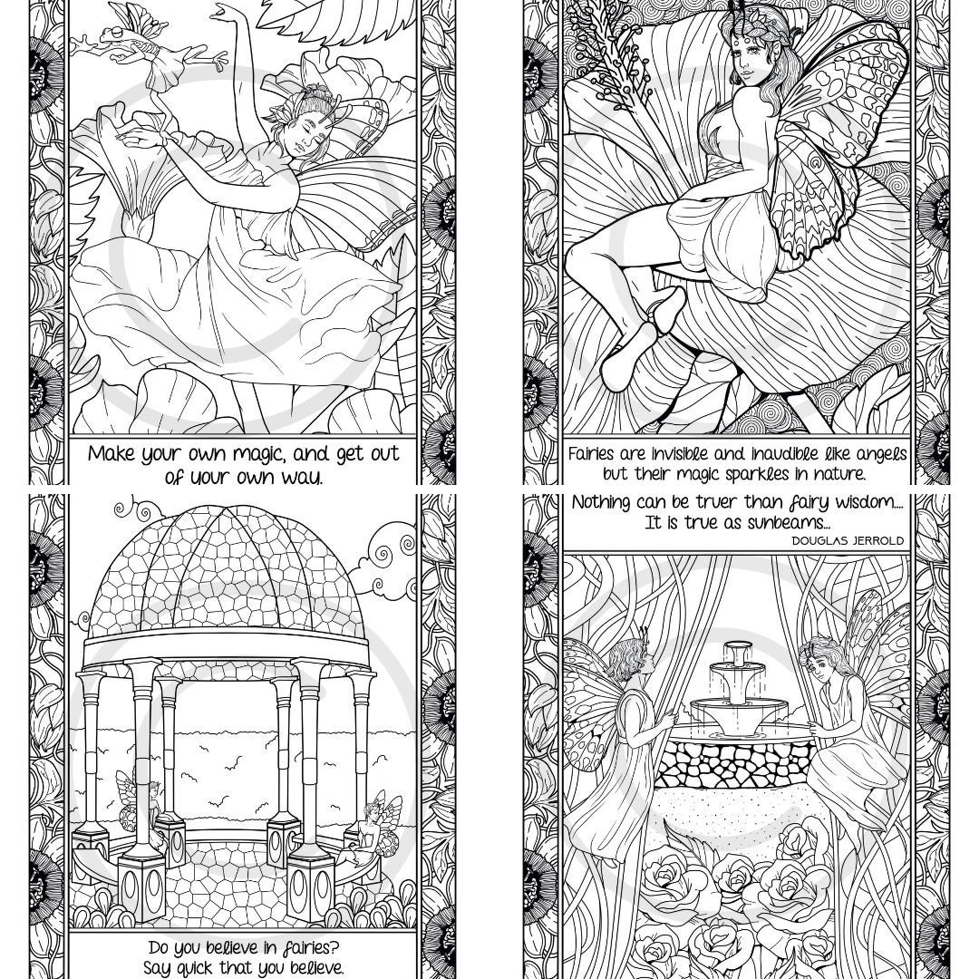 Butterfly Fairies Adult Printable Coloring Book 16 Art - Etsy