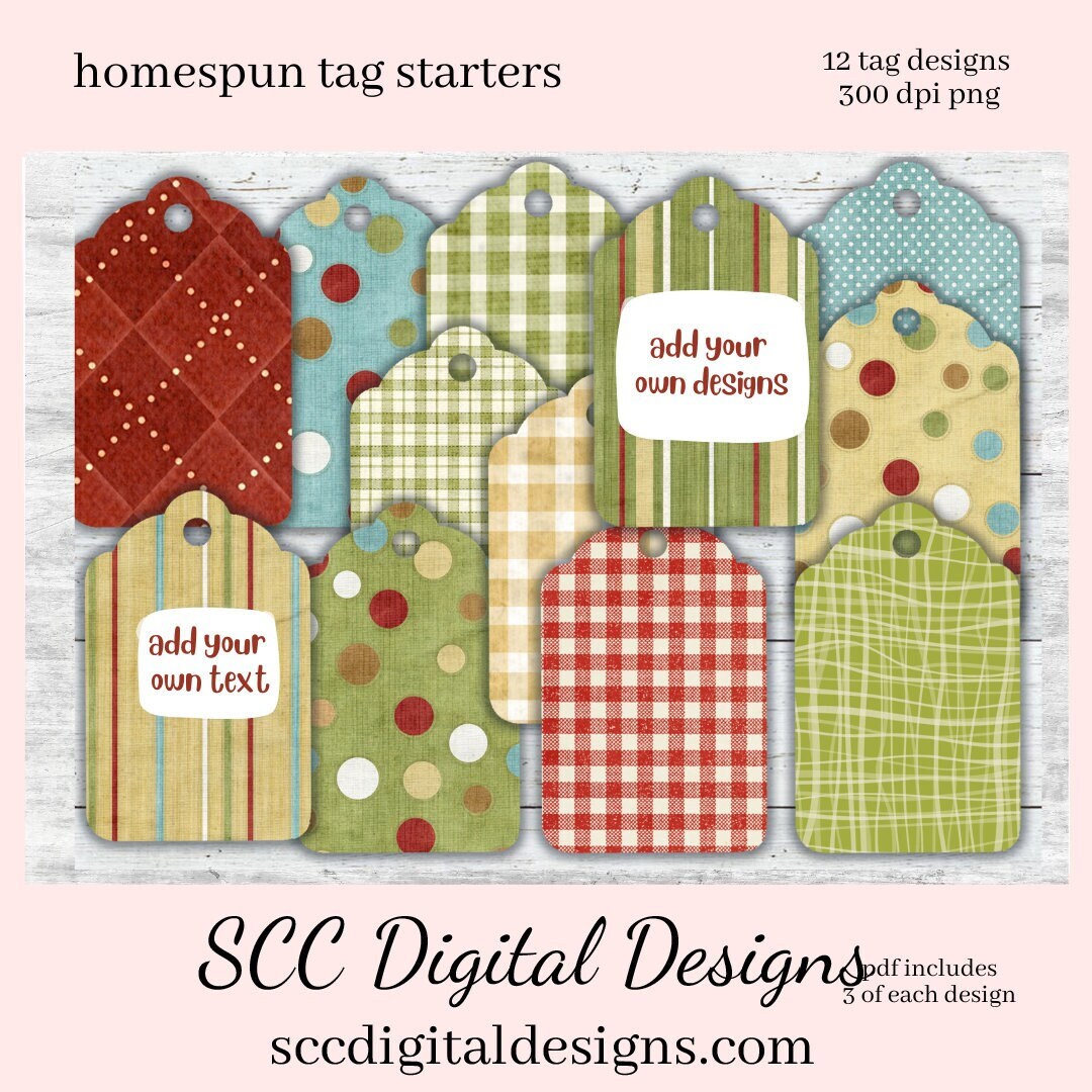 Homespun Printable Tag Starters Customize With Text and - Etsy