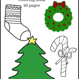 Christmas Doodle Kids Printable Coloring Book, Reindeer, Stocking, Xmas ...