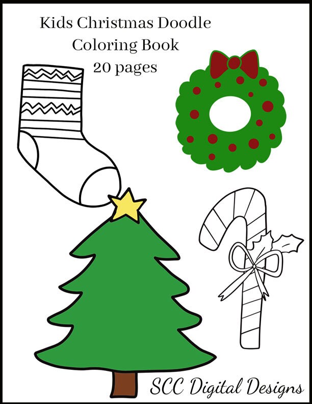 Christmas Doodle Kids Printable Coloring Book Reindeer - Etsy