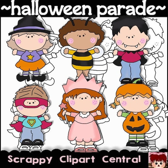 Halloween Parade Digital Clipart Halloween Digi Stamps | Etsy