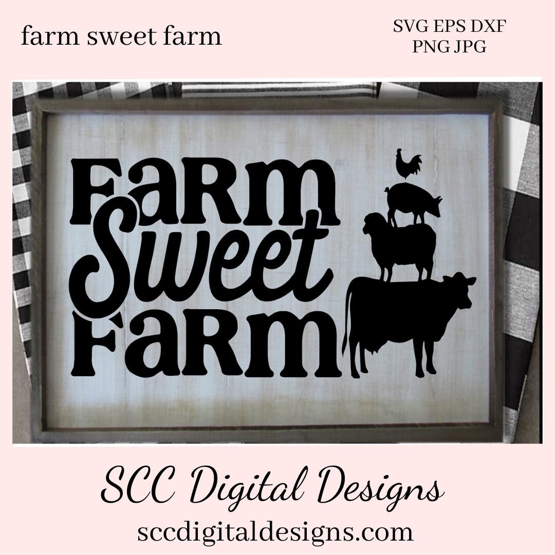 Farm Svg Files for Cricut, Farm Animals Png for Shirts, Cut File for ...