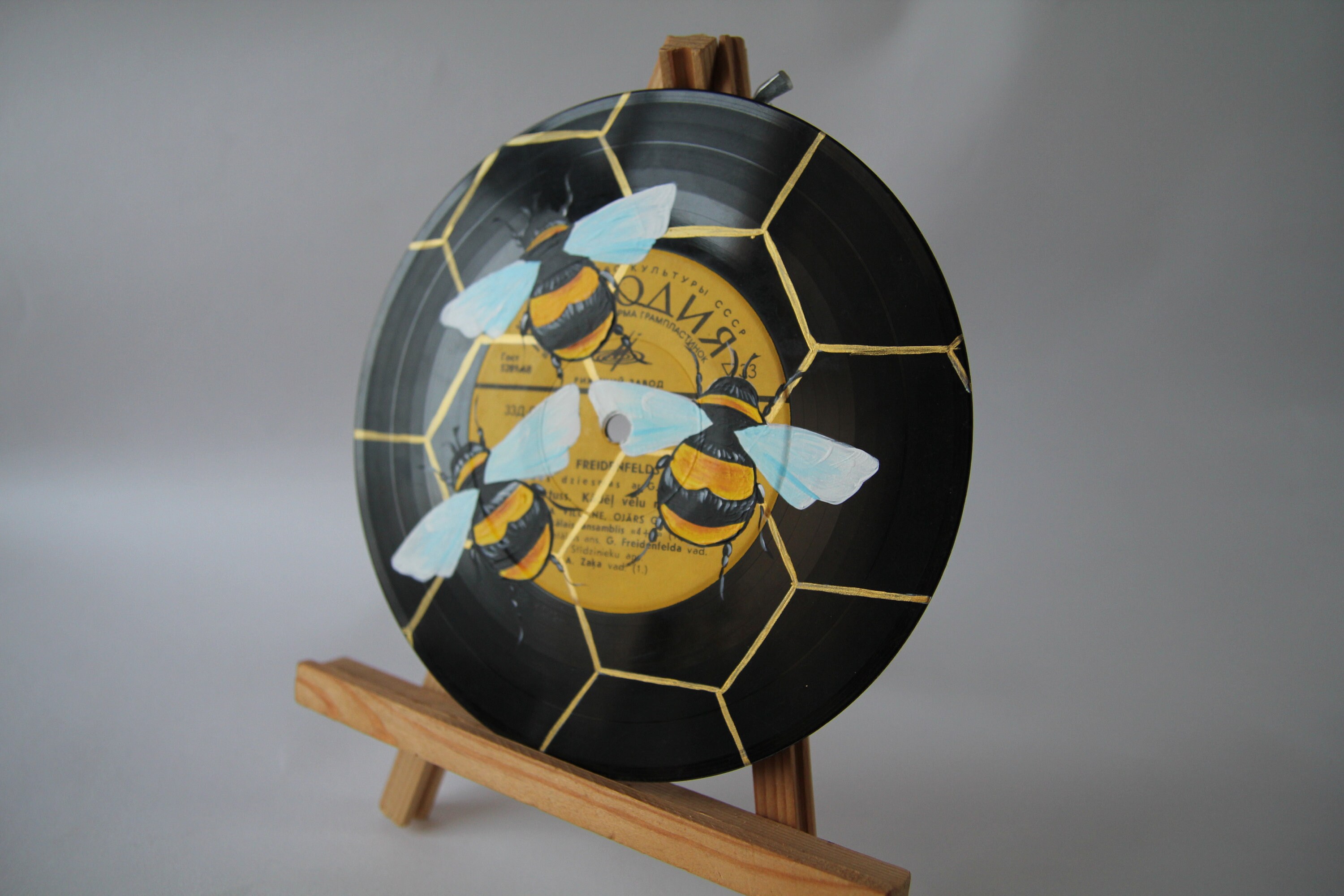 Record Painting, Vinyl Painting, Bee Painting, Painting on Vinyl Record ...