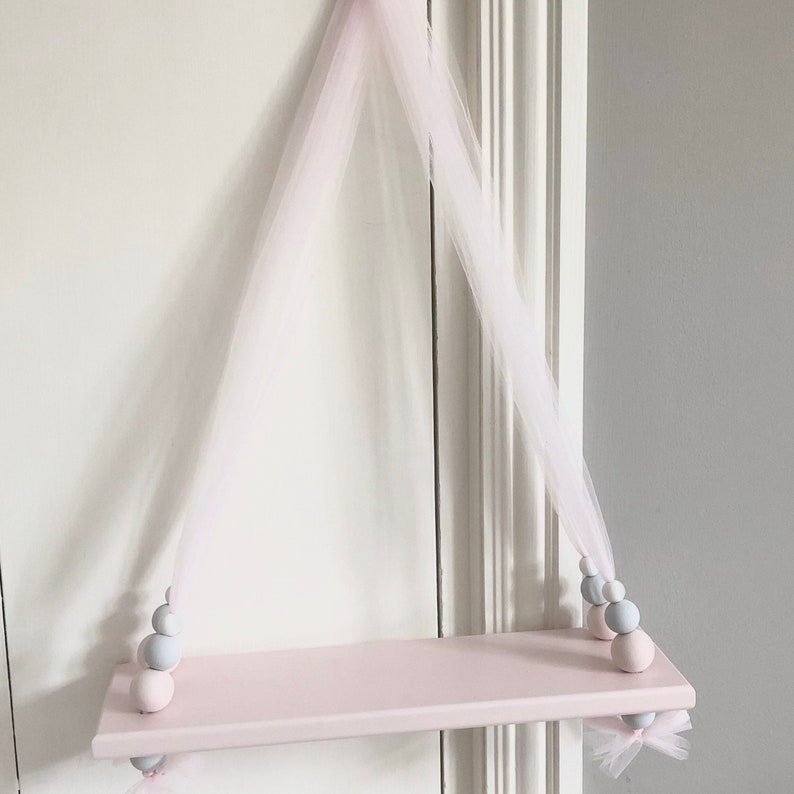 Wooden Swing Shelf Pink Painted Shelf Tulle Tulle Bow - Etsy