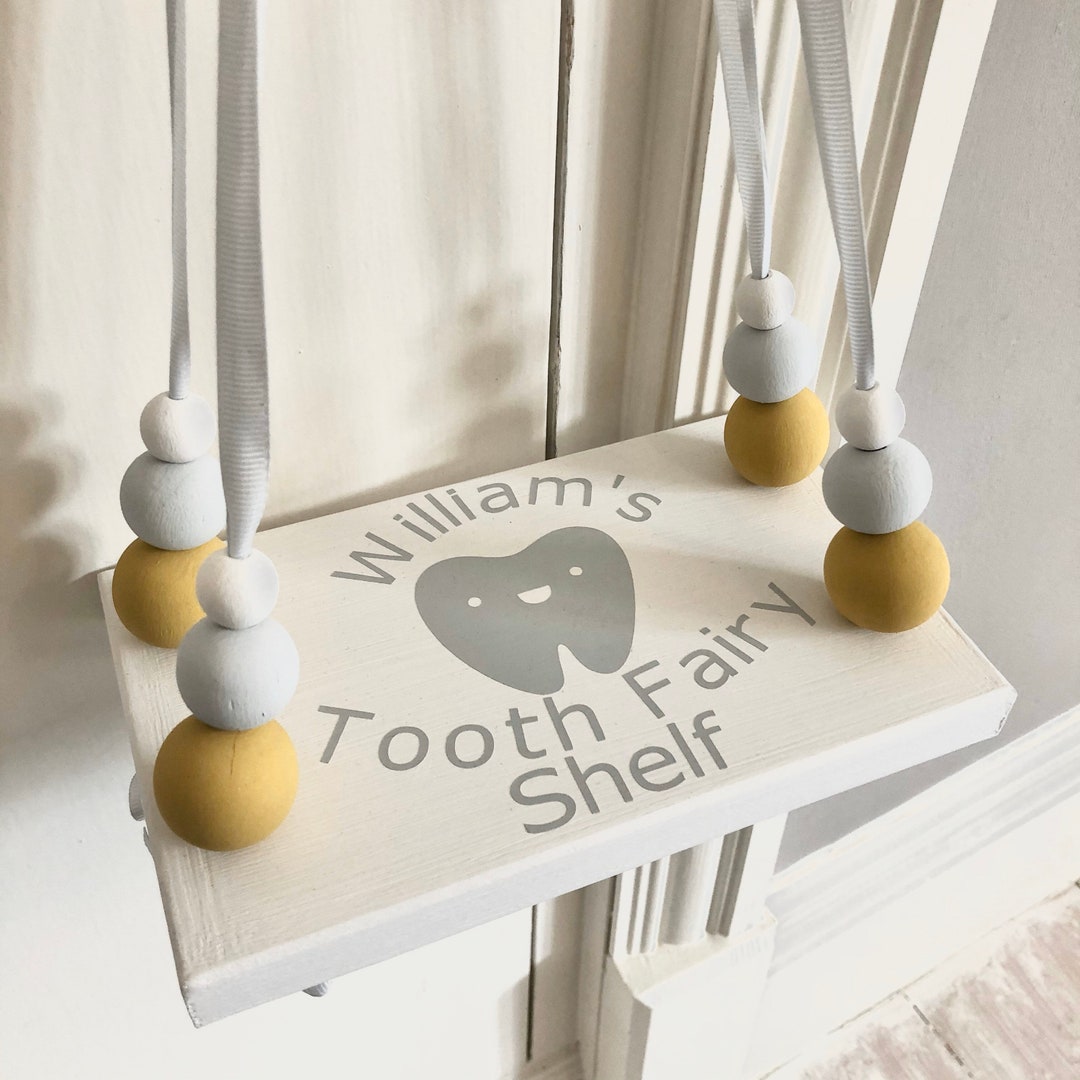 Tooth Fairy Shelf Personalised Tooth Fairy Gift Wooden Swing Shelf Kids ...