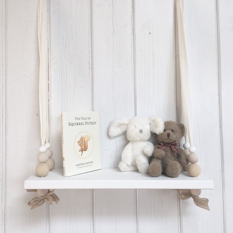 Luxury Wooden Swing Shelf Nordic Style Shelf Hanging Bead - Etsy UK