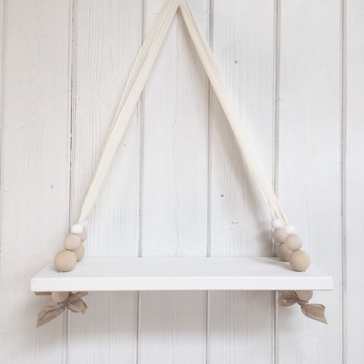 Luxury Wooden Swing Shelf Nordic Style Shelf Hanging Bead - Etsy UK