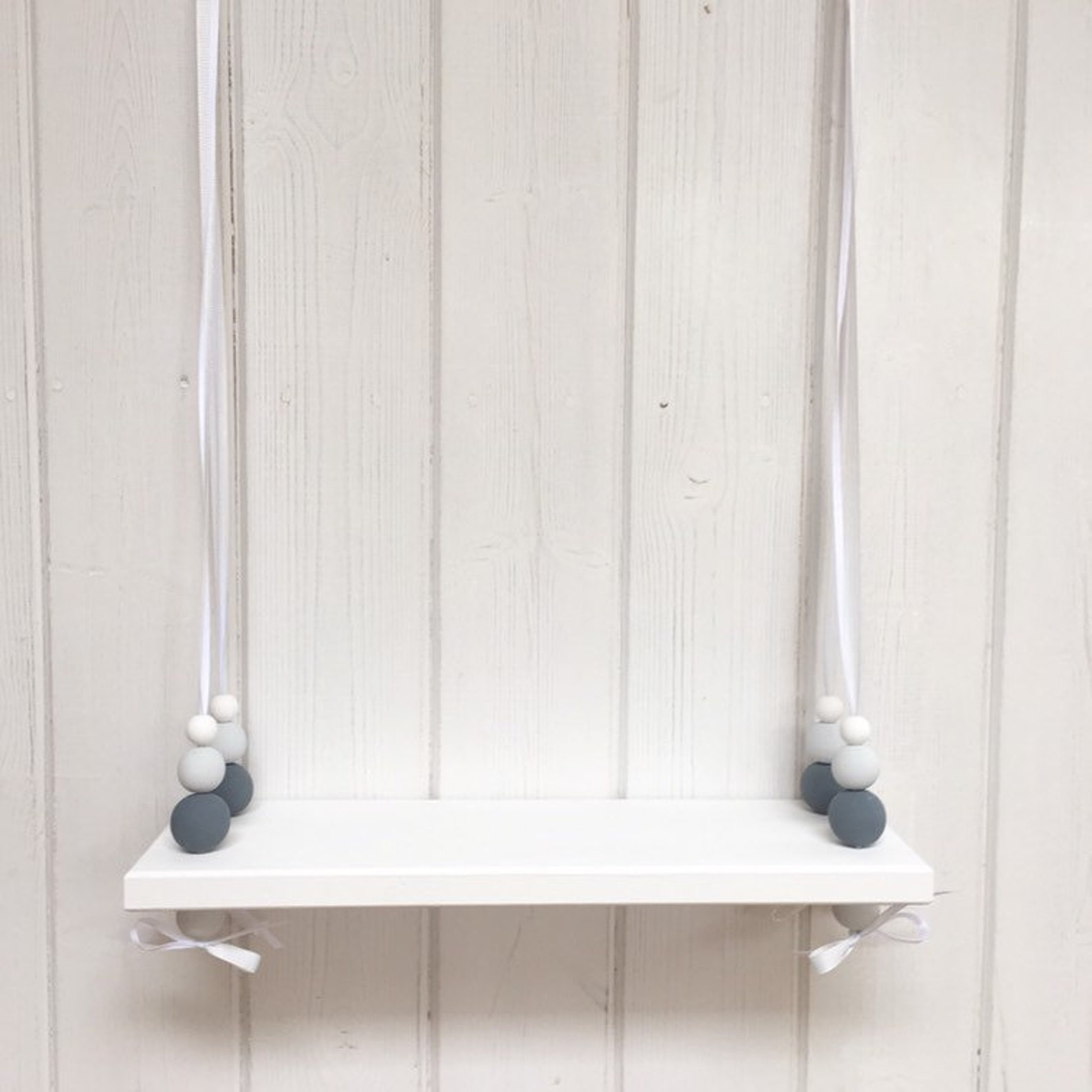 Wooden Swing Shelf White Painted Shelf Slate Grey - Etsy