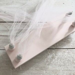 Wooden Swing Shelf Pink Painted Shelf Tulle Tulle Bow Hanging Bead ...