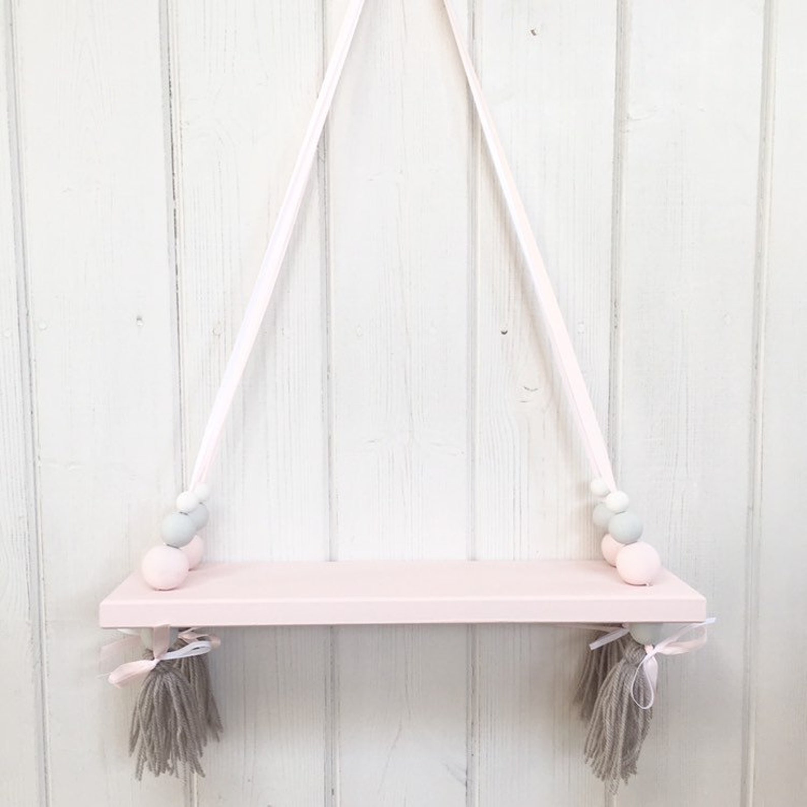Wooden Swing Shelf Tassel Shelf Pink Painted Shelf - Etsy