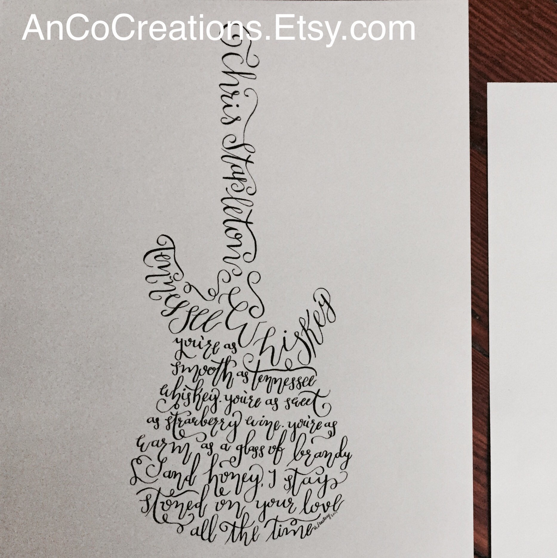 Tennessee Whiskey, Original Calligraphy, Chris Stapleton Lyrics - Etsy