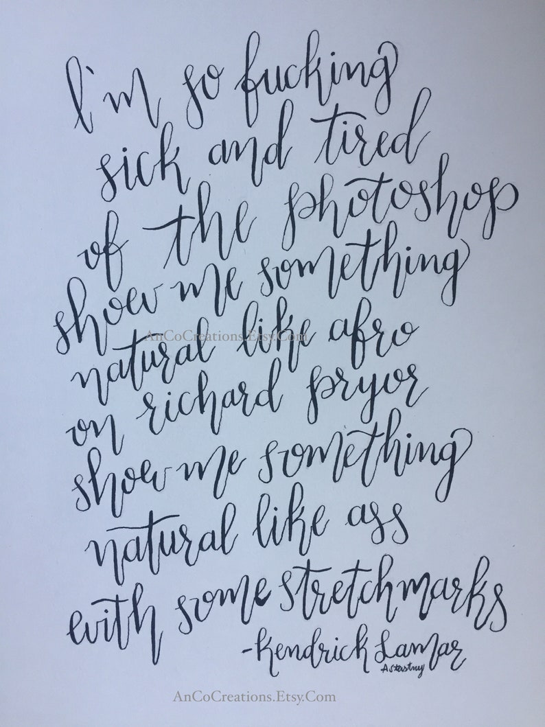 HUMBLE Kendrick Lamar Lyrics, Original Calligraphy - Etsy