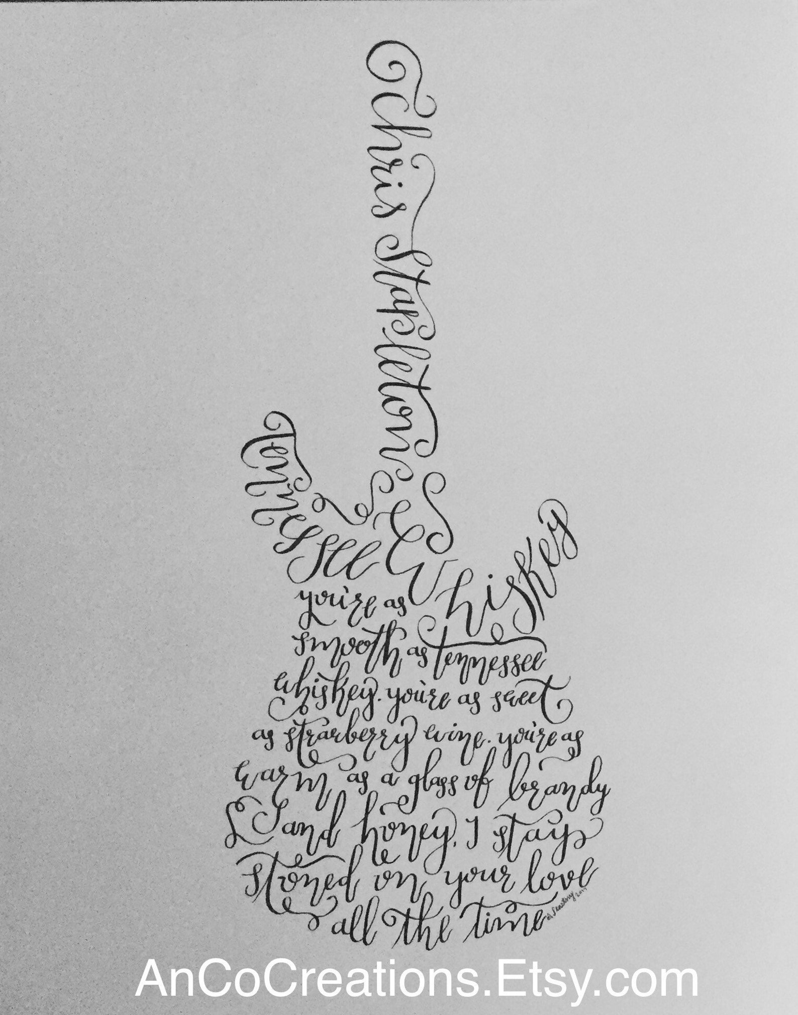 Tennessee Whiskey Original Calligraphy Chris Stapleton | Etsy