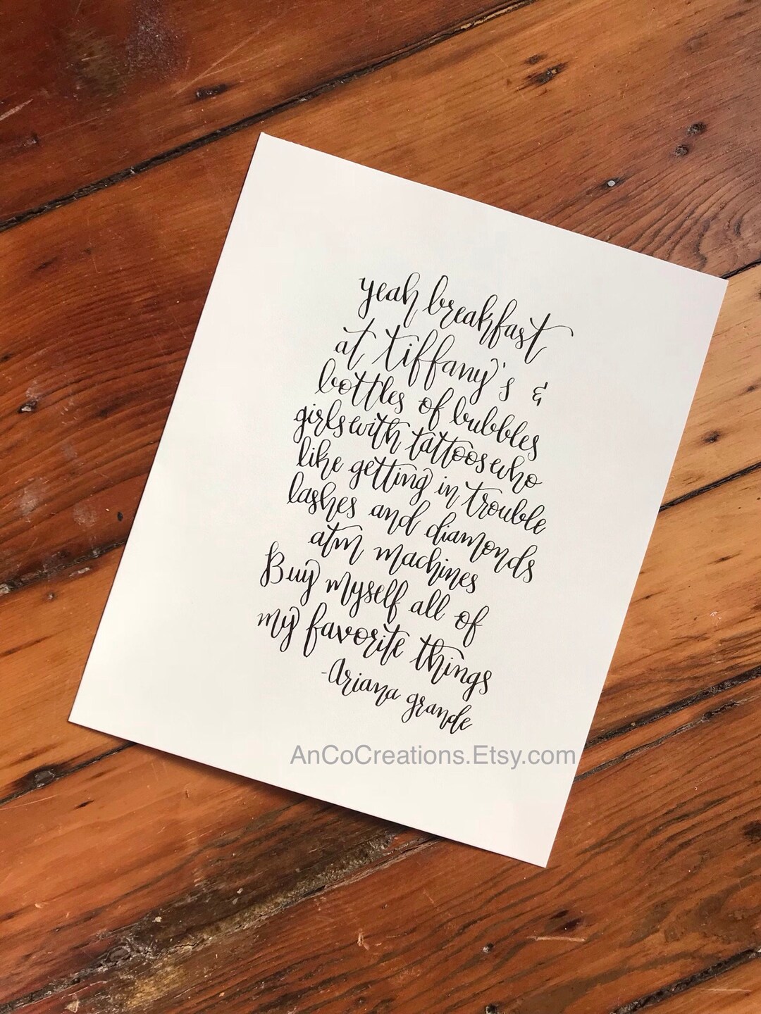 Ariana Grande, 7 Rings, Original Calligraphy - Etsy Norway