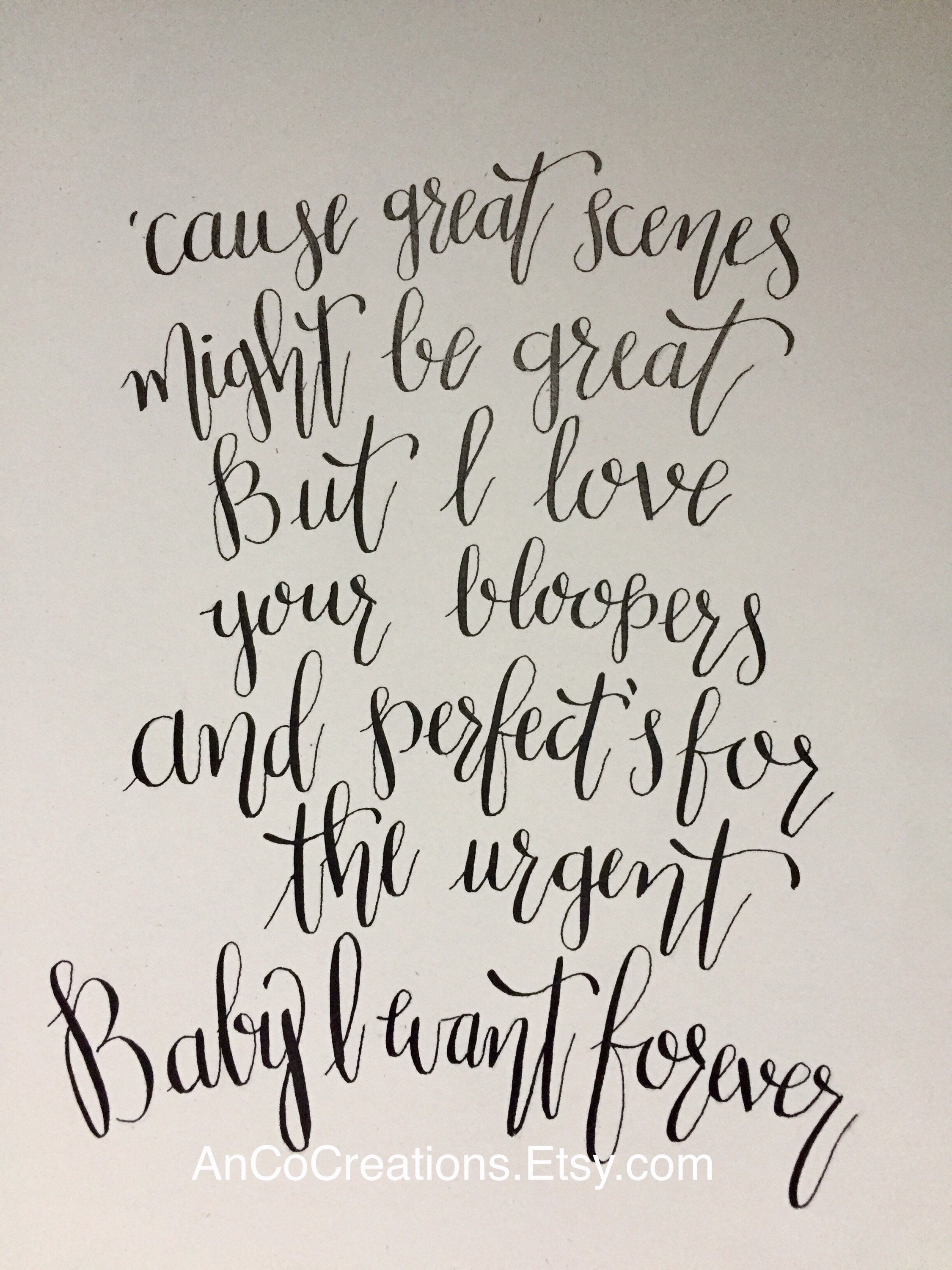 Caroline By Amine Lyrics Original Calligraphy Etsy