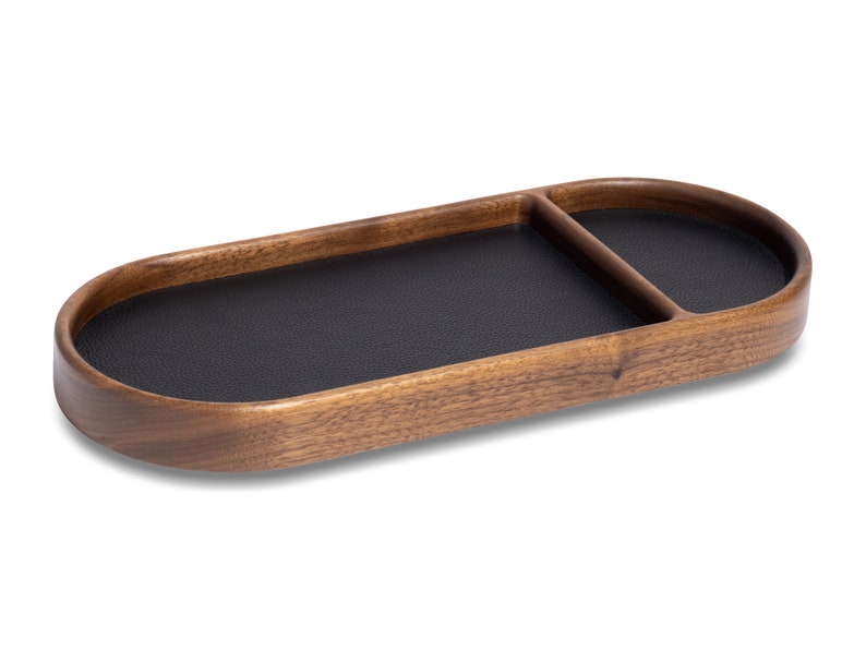 Walnut Oval Desk Valet With Leather - Etsy